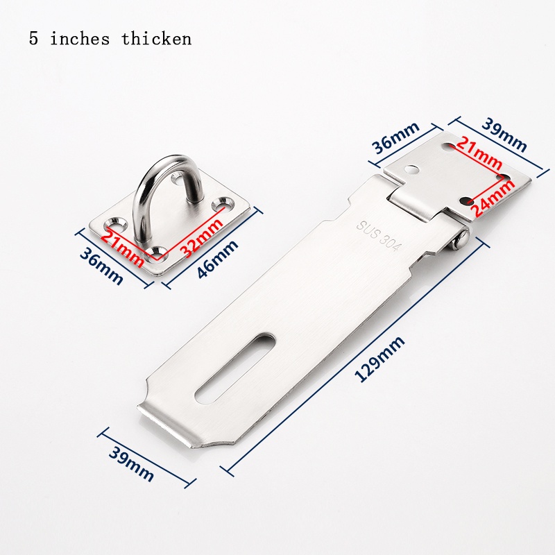 Stainless Steel 90 Degree Hasp Nail Door Shed Latch Safety Padlock Gate ...