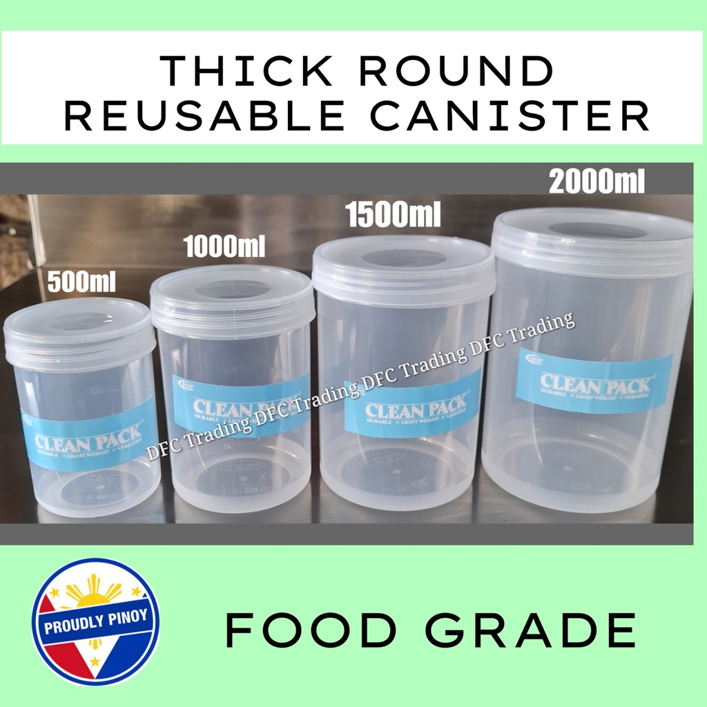 THICK & DURABLE ROUND CYLINDRICAL FOOD KEEPER JAR CONTAINER CANISTER ...