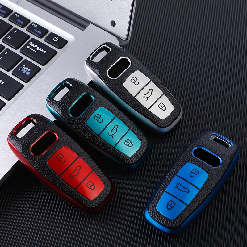 Leather TPU Car Remote Key Cover Case For Audi A3 A4 B9 A6 C8 A7 S7 4K A8 D5 S8 Q7 Q8 SQ8 E-tron ...