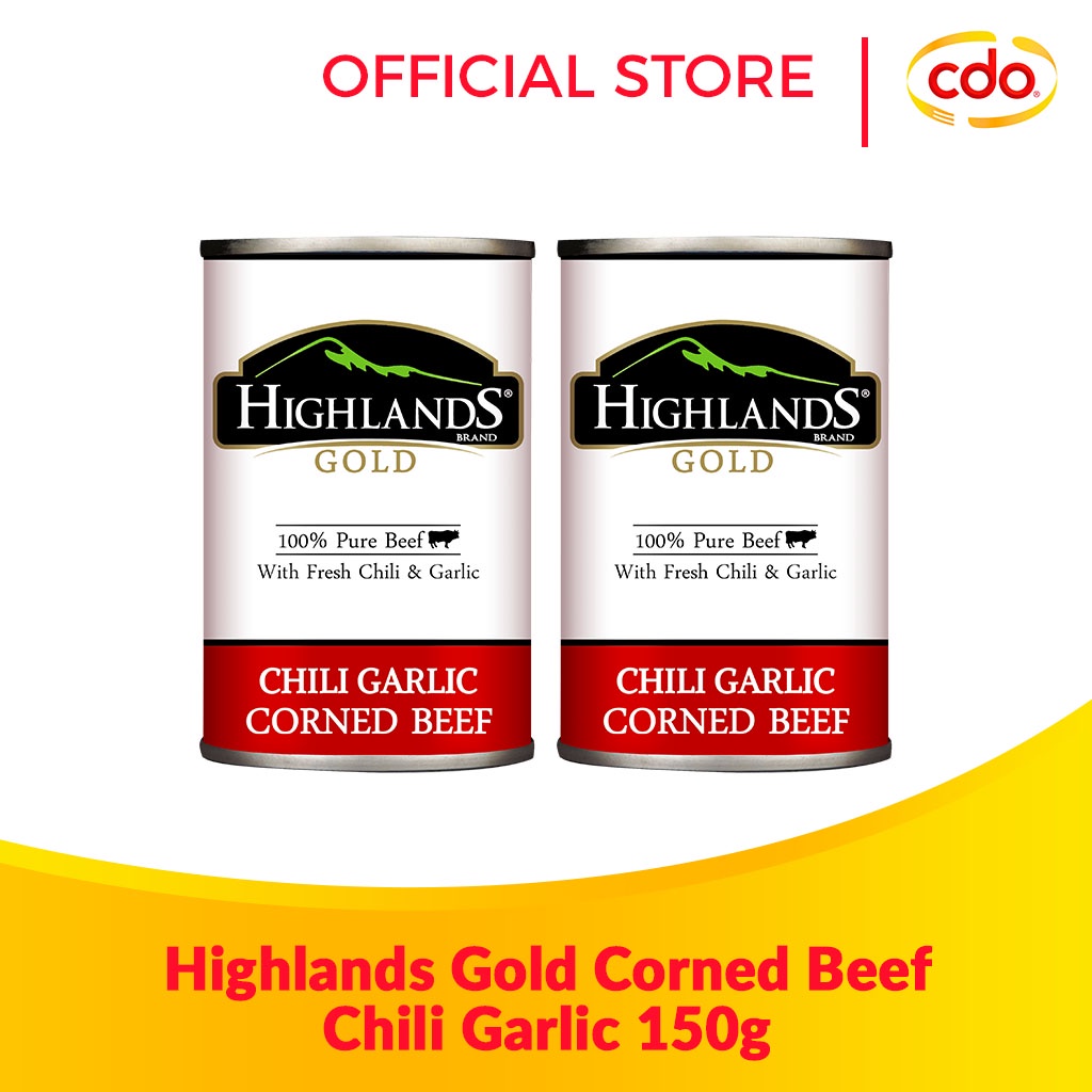 HIGHLANDS Gold Corned Beef Chili Garlic 150g Pack of 2 | Shopee Philippines