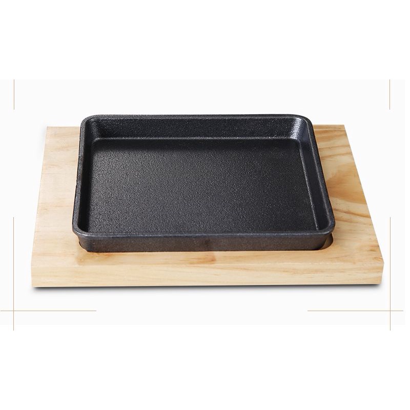 New Sizzling Plate Box Square Mini Sizzling Plate With Wood HolderBase ...