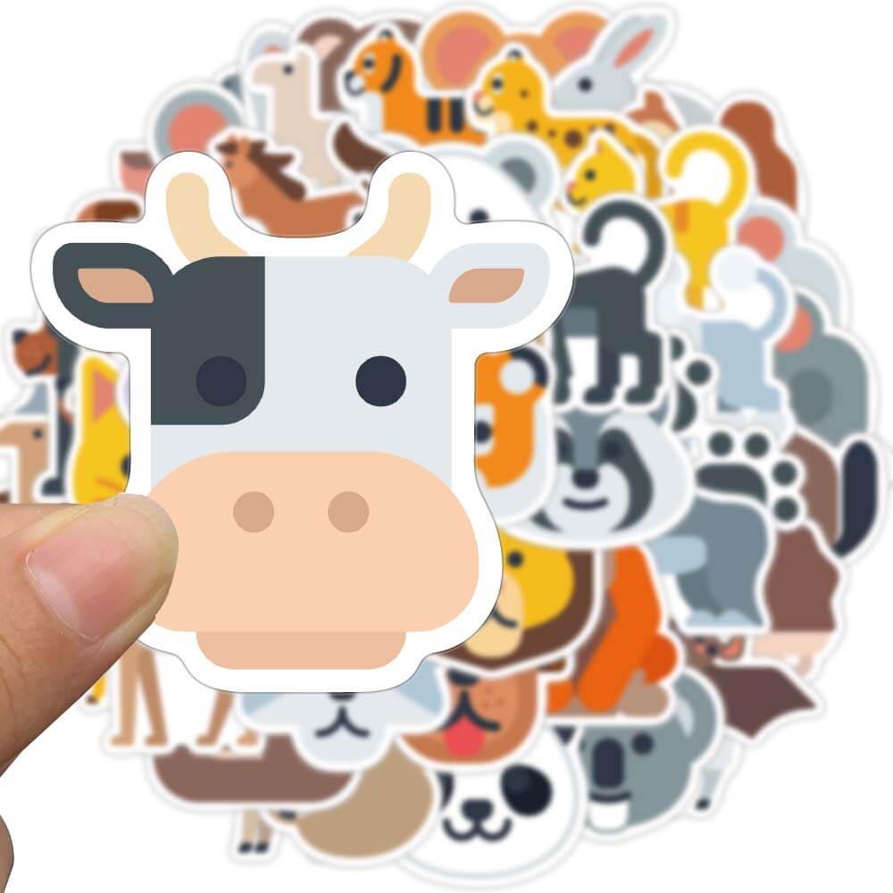 [Large sticker]52pcs Cartoon Zoo Wild Animals Stickers Kawaii Dog Pig ...