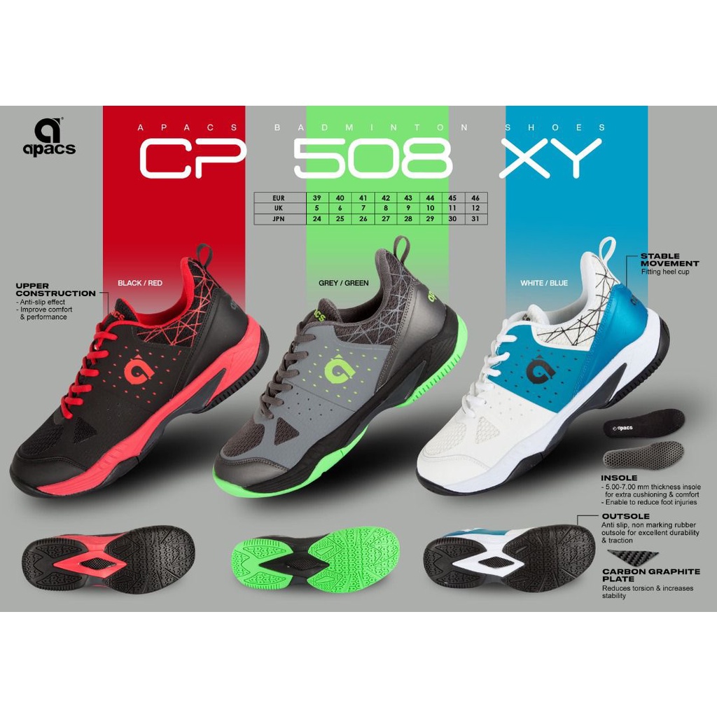 Apacs Badminton Shoes CP-508-XY Carbon Graphite Plate **NEW ARRIVAL** | Shopee Philippines