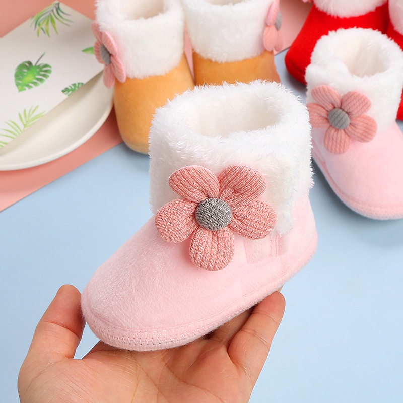 Newborn Baby Girls Boys Soft Booties Solid Pompom Snow Boots Infant ...