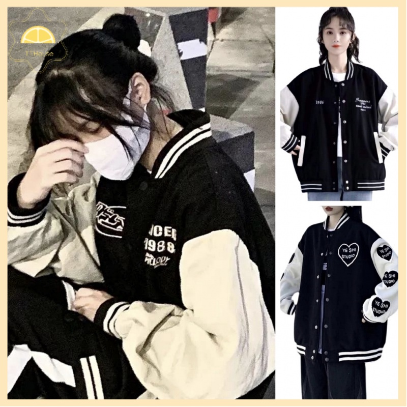 【COD & Ready Stock】Embroidered thick design student coat Korean loose ...