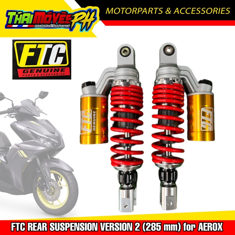 FTC REAR SUSPENSION V2 with GAS 285mm for AEROX | Shopee Philippines