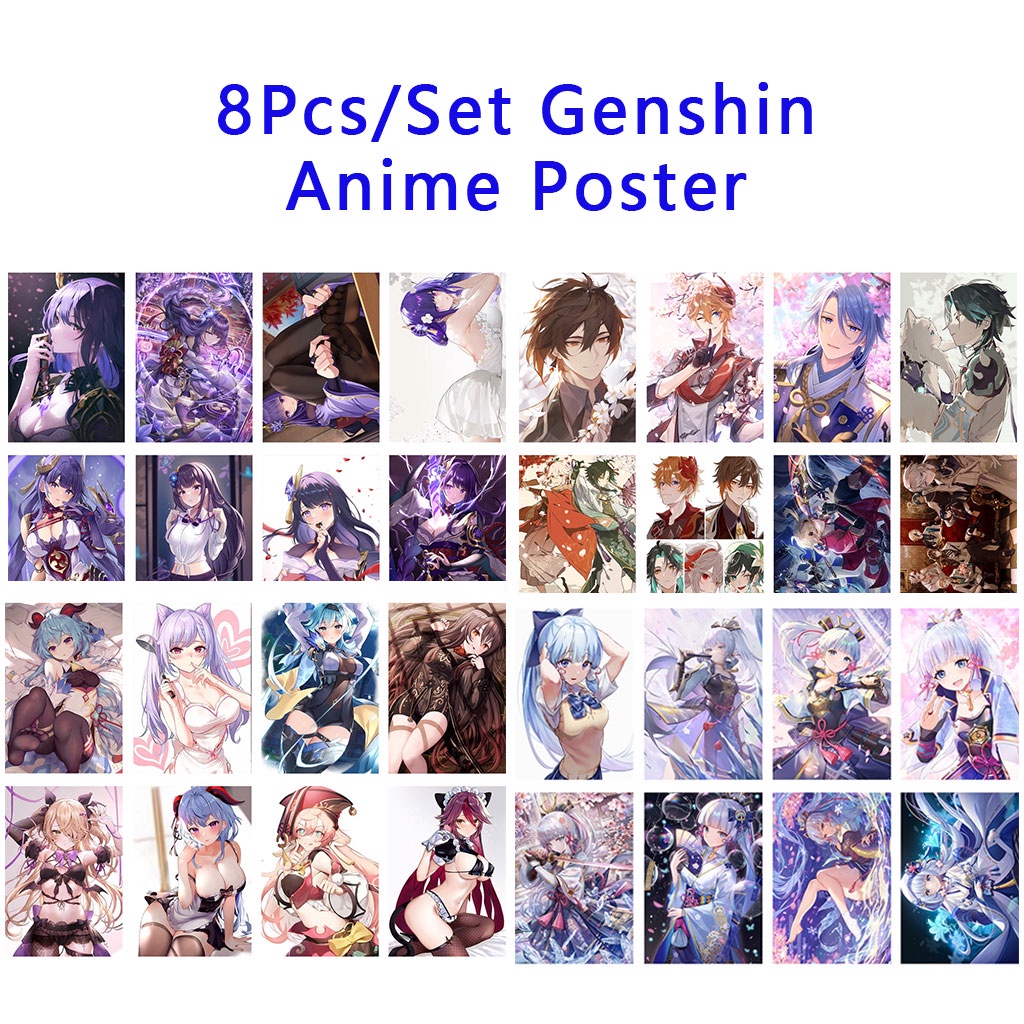 Genshin Poster 8pcs/Set Anime Peripheral Home Wall Decoration gifts for ...