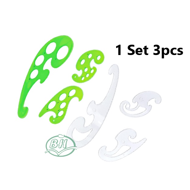 Set of 3 French Curve Ruler For Engineering, Technical Drawing and ...