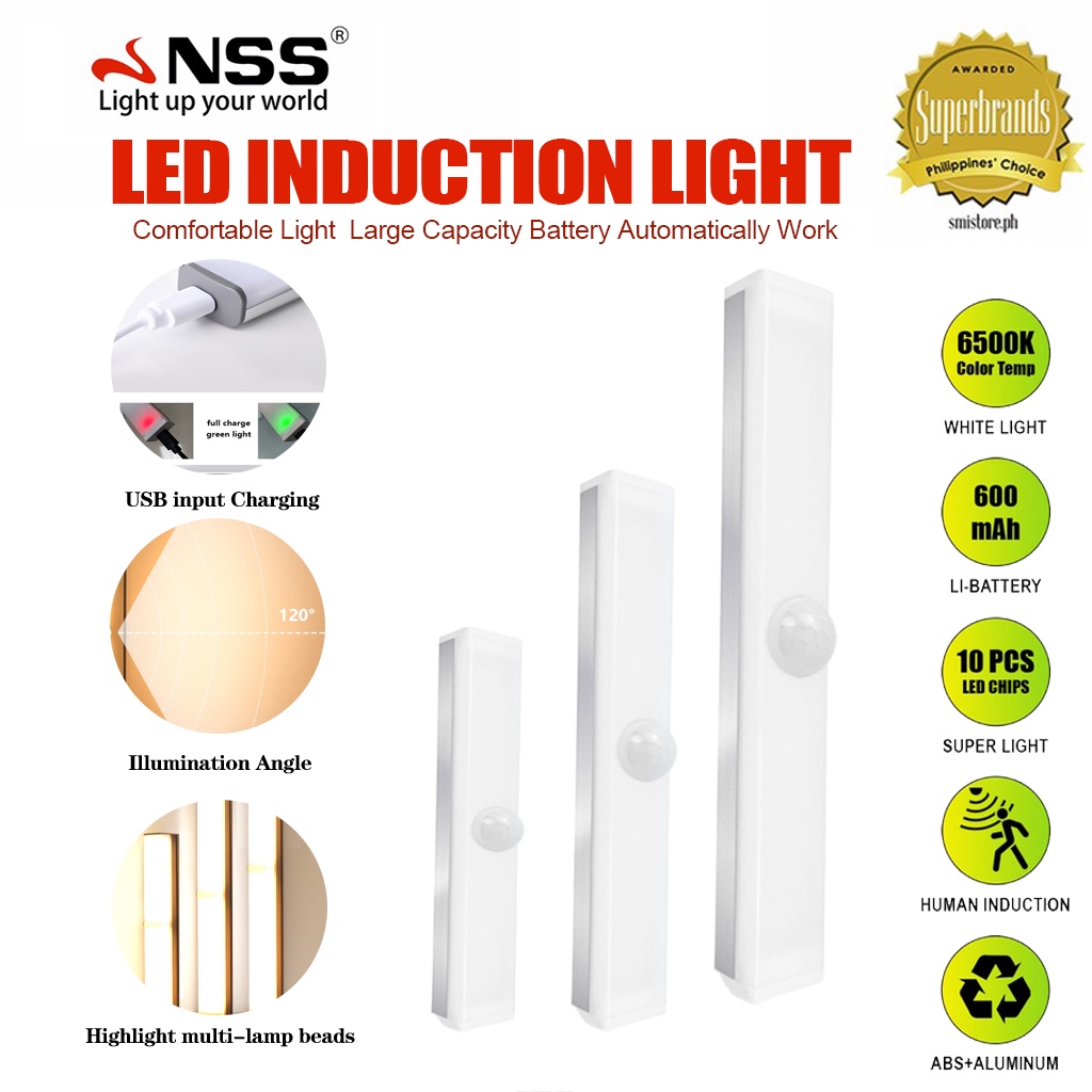 NSS LED Motion Sensor Light light USB Rechargeable Cabinet Light Closet ...