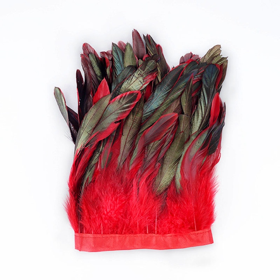 2Meters/Lot Natural Red Rooster Feather Tail Trim Crafts Party Wedding ...