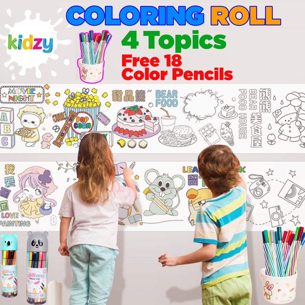 Kidzy Coloring Roll for kids 3 Meter Painting Rolls Drawing Paper for ...