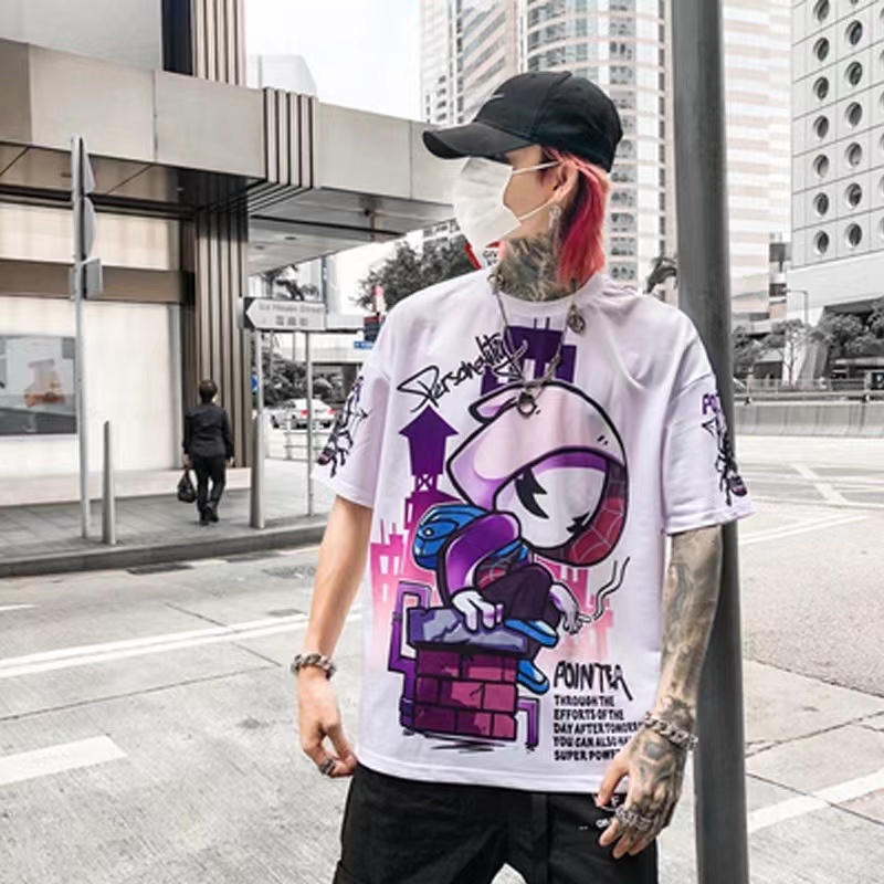 Cod OverSize T-Shirts summer ins trend cartoon printing five-point ...