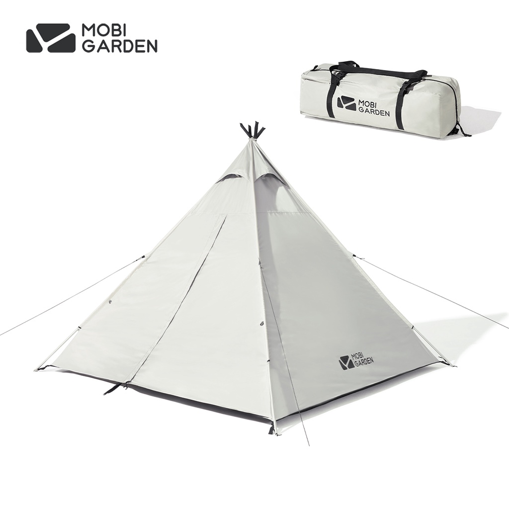 MOBI GARDEN Camping Pyramid Tent 2-3 Person Family Oxford Tent Tower A ...