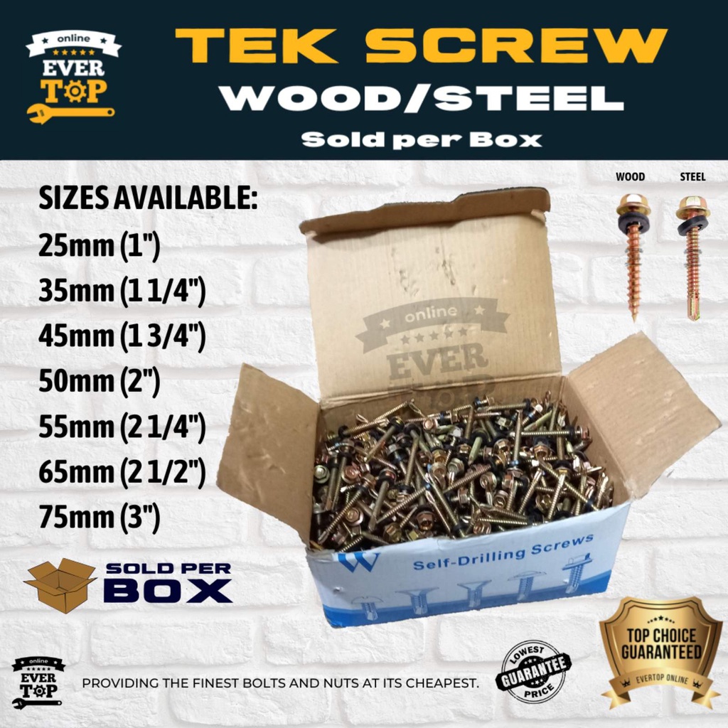 (1box) Tek Screw Wood & Steel/Metal (Sold Per Box) Text Screw | Tex Screw Tekscrew Wholesale ...