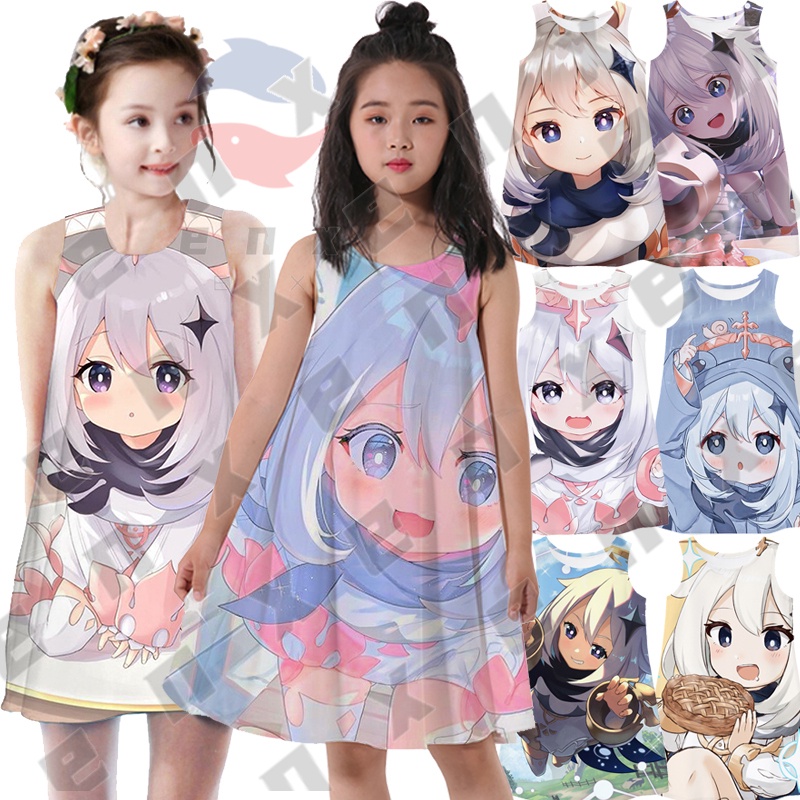 *ENX* Genshin Impact Element Paimon Girls Dress Kids 3-14 Years Old ...