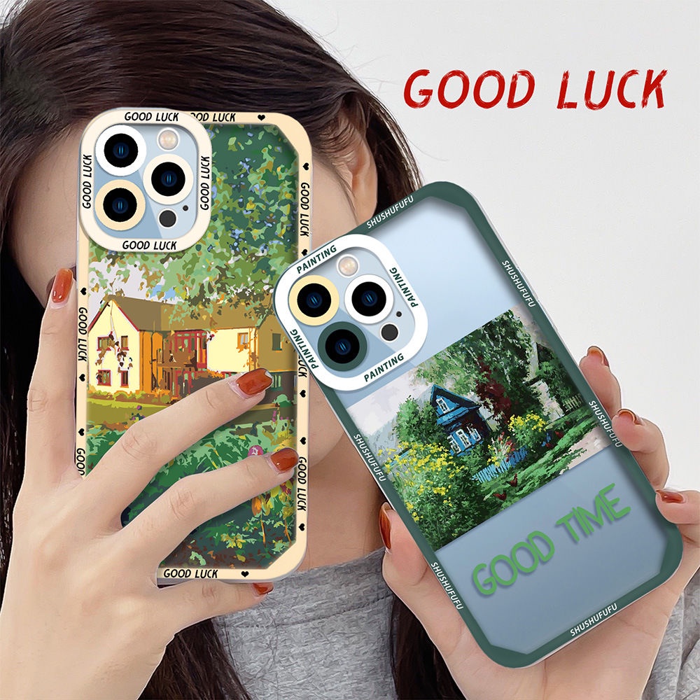 Fresh Town Landscape Painted Phone Case Transparent Angel Eyes TPU ...