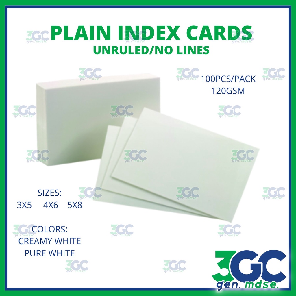 3GC White Unruled Plain Printable Index Cards 3x5/4x6/5x8 Sizes - Ideal ...
