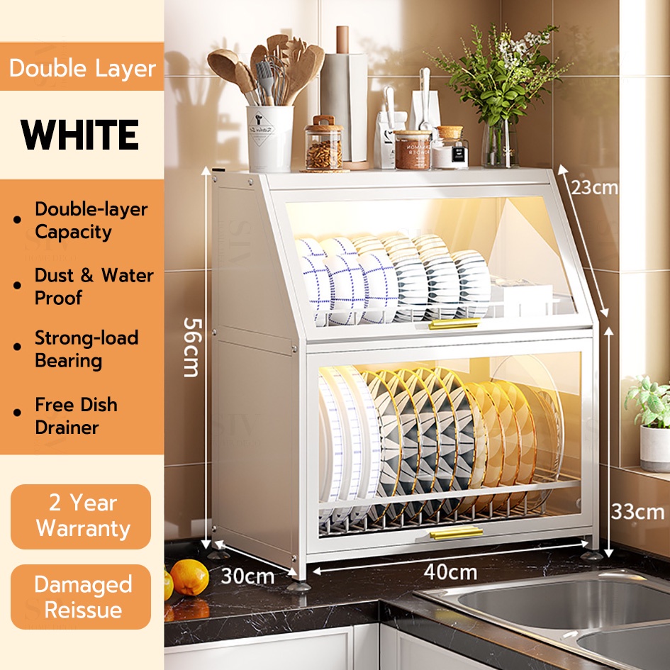 Siv 2/3-Tier Dish Rack Dish Drainer Dish Cabinet Kitchen Countertop ...