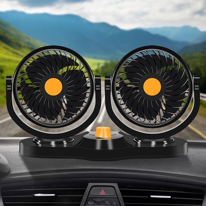 WJM CAR FAN 4 inch car double head fan rotating fan cigarette lighter ...
