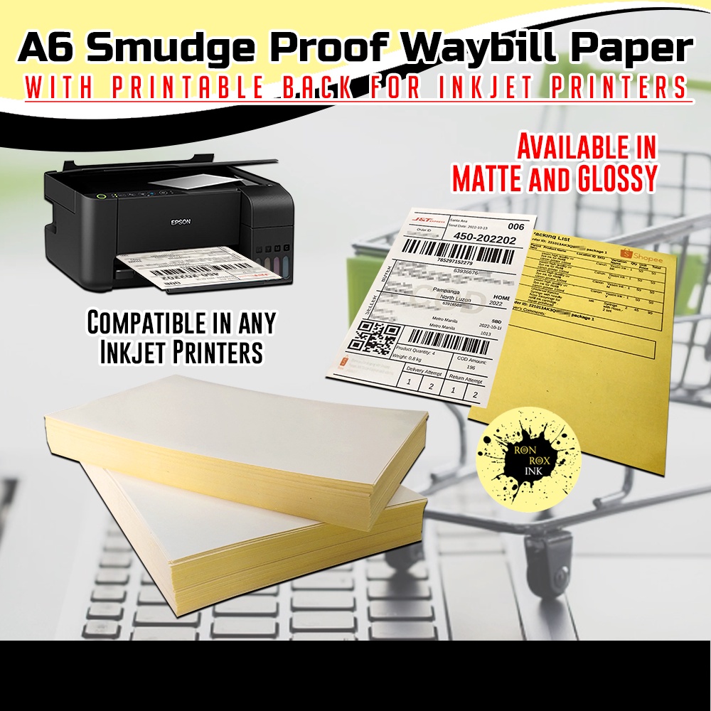 (50pcs)A6 Smudge Proof Waybill Sticker Paper with Printable back for ...