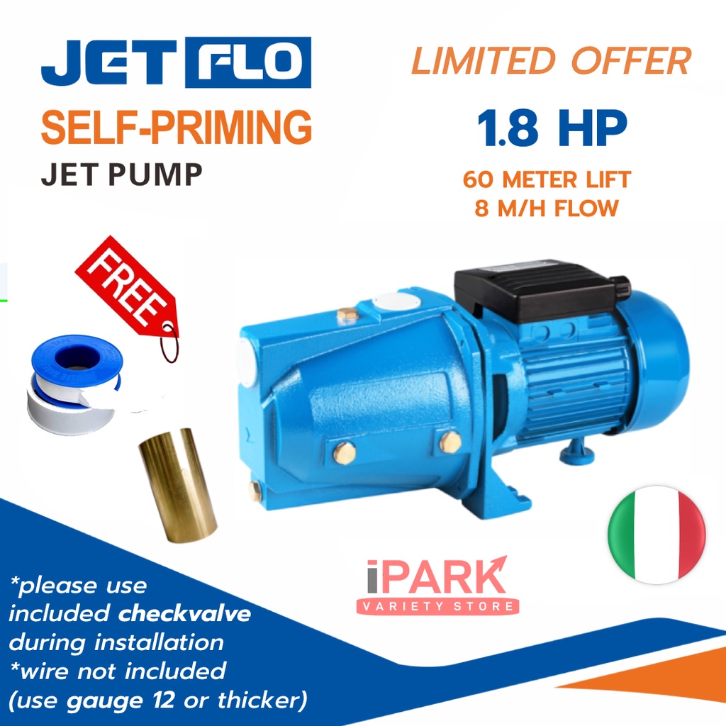 ITALY JetFLO 1.8 HP 1.5 HP Booster Water Pump Jetmatic COPPER (Free ...