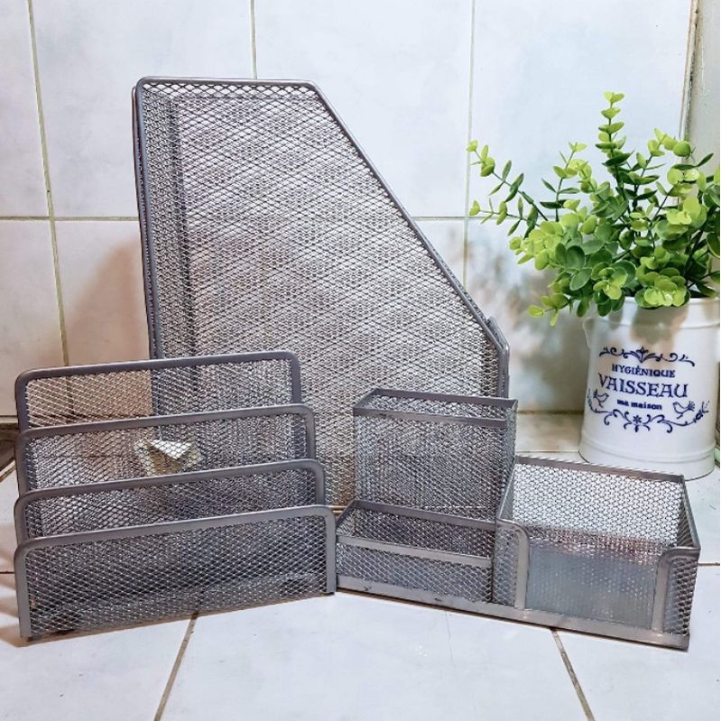 Metal Wire Mesh File and Desk Organizer Set - 3 pcs | Shopee Philippines