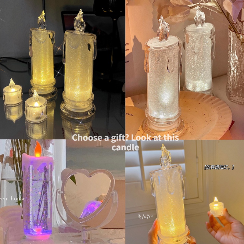 [Spot] Meteor LED candlelight electronic lamp with base, transparent ...