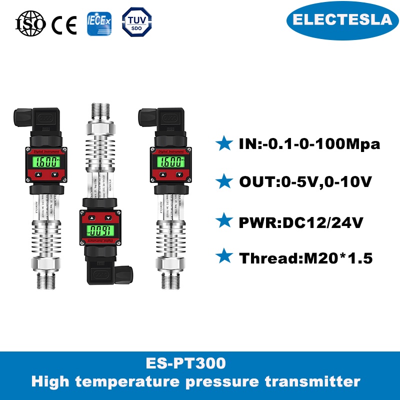 ES-PT300 High Temperature Pressure Sensors 4-20mA 10V 5V Output 200 Centigrade Transmitter ...