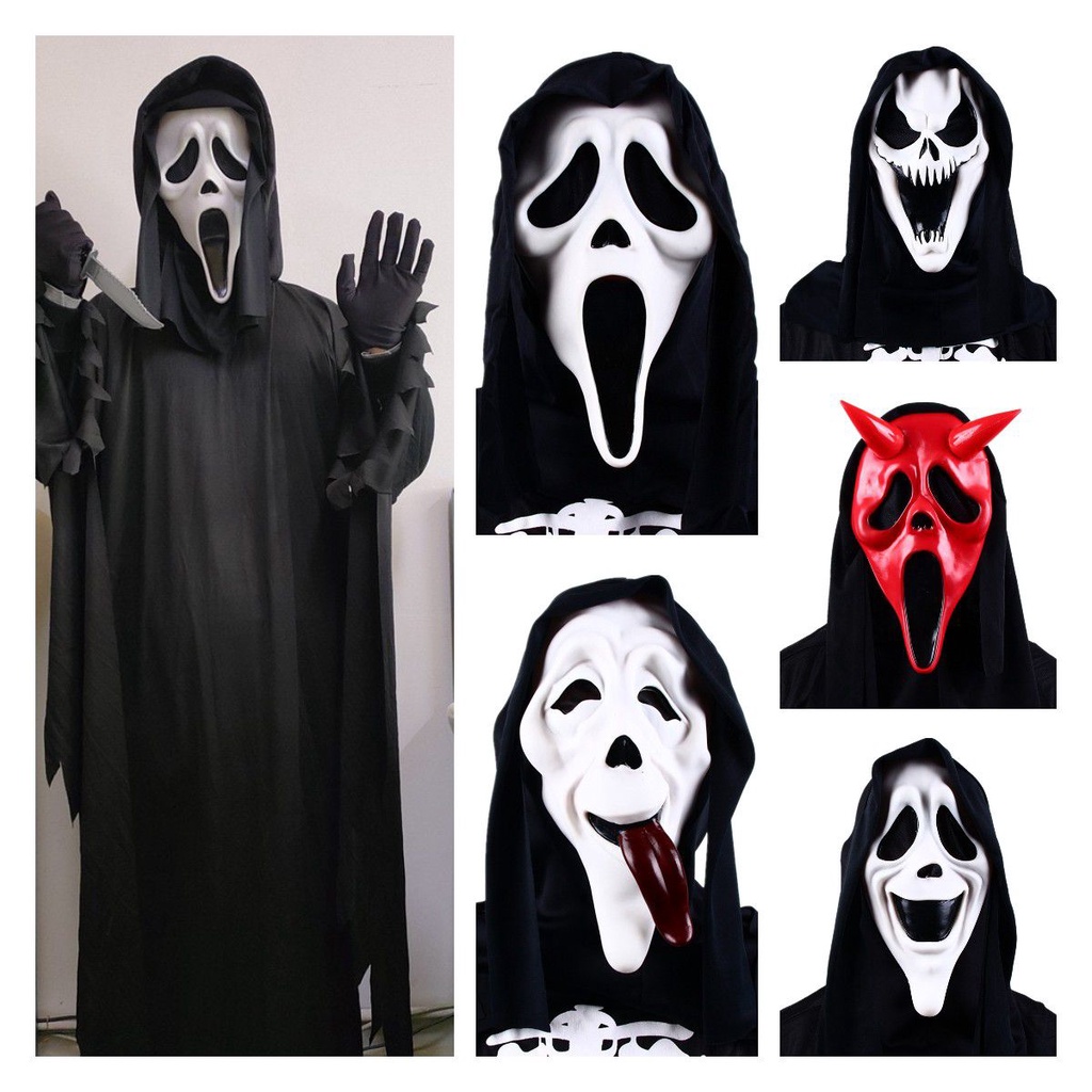 Halloween Scream Suit Mask Ghost Face Cosplay Dress Adult Party Decor ...