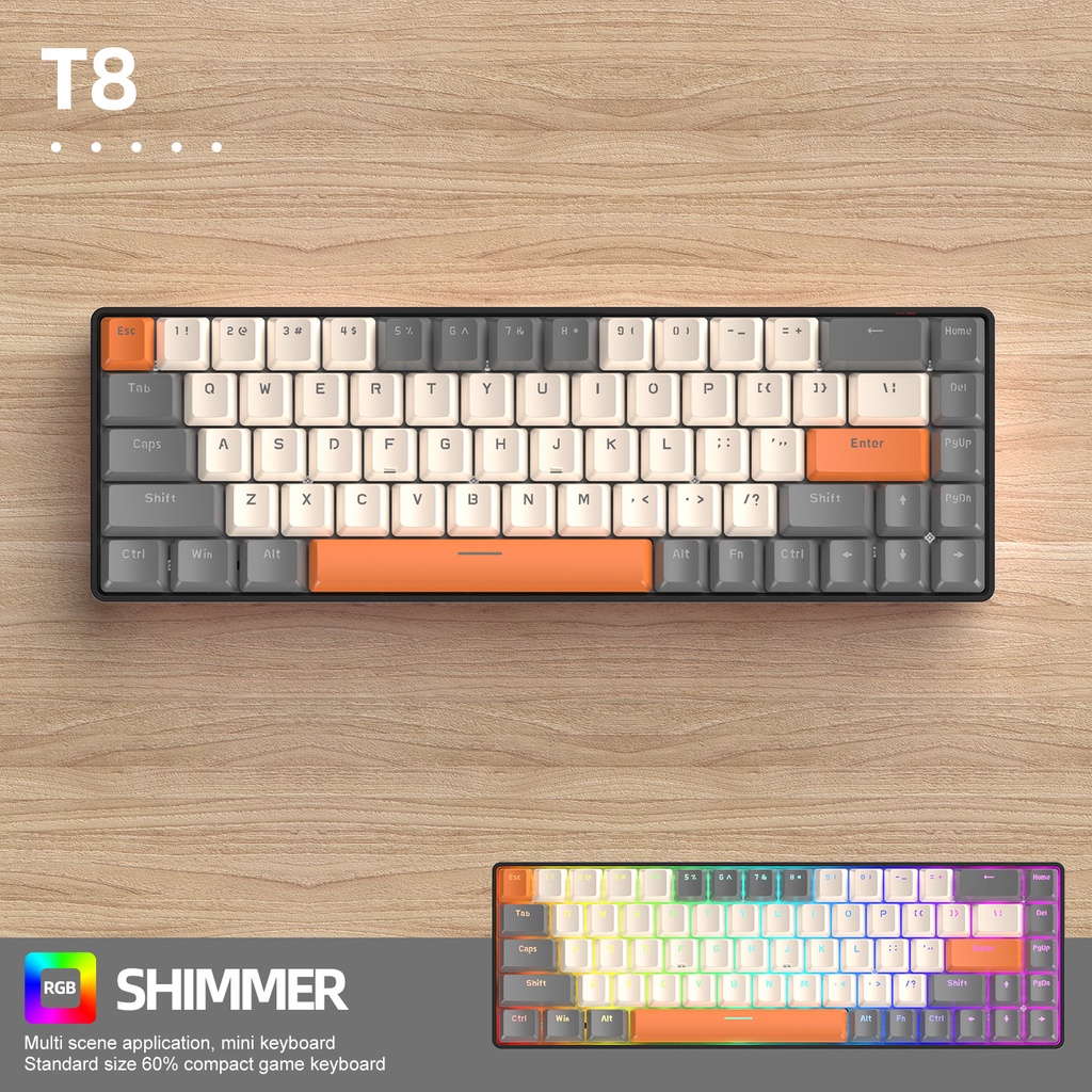 ZIYOULANG T8 RGB 68 Keys Mechanical Keyboard Type-C Wired Gaming ...
