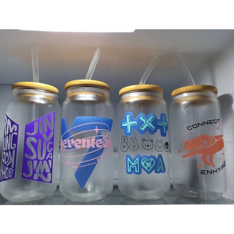 KPOP GLASS TUMBLER / CUP (BTS SVT TXT ENHYPEN) | Shopee Philippines