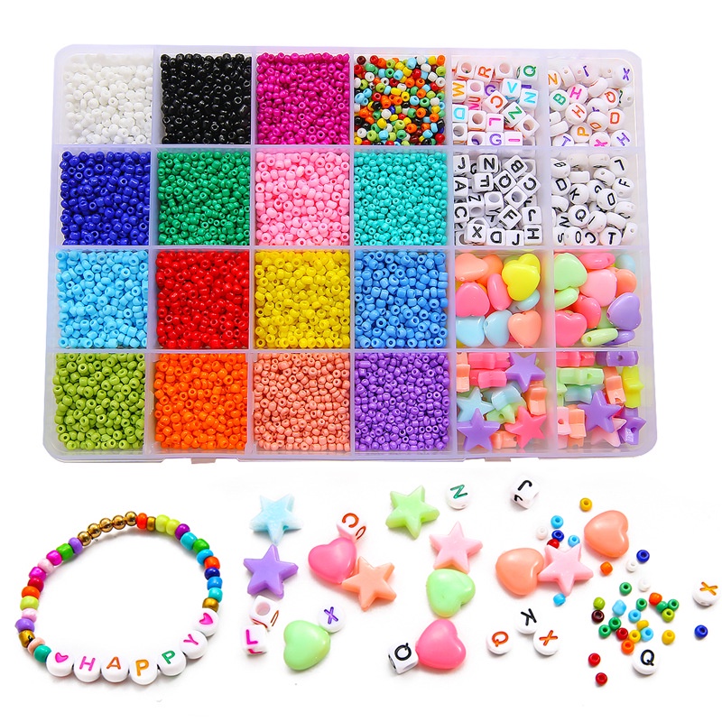 8000pcs 3mm Glass Seed Beads Letter Heart Star Shape Beads set for Bracelets Jewelry Making Shopee Philippines