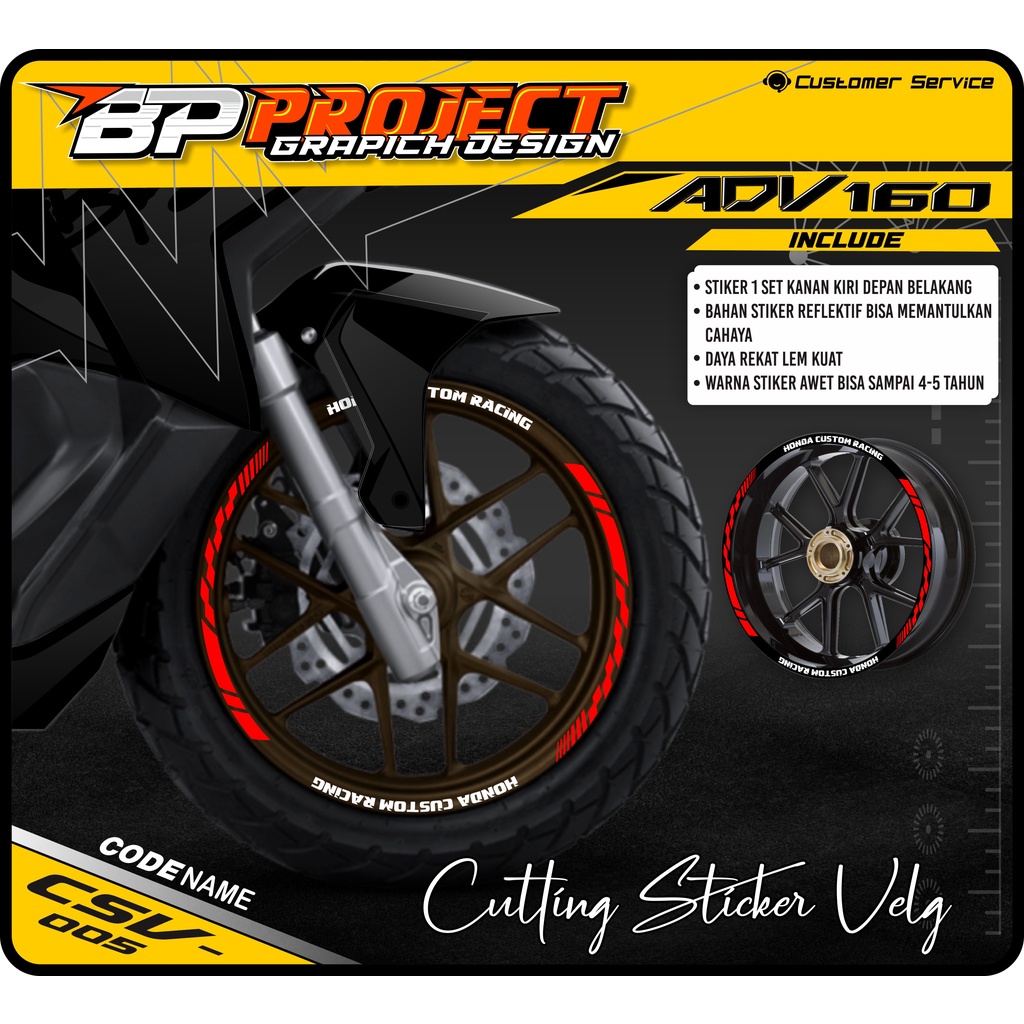 CUTTING STICKER VELG HONDA ADV 160 NEW FULL SET - CUTTING RELG ADV 160 ...