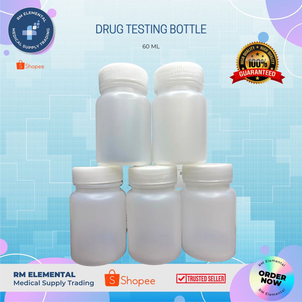 (10's) Drug Testing Bottle, Urine White Plastic, 60 ml Screwcap, 10 pcs ...