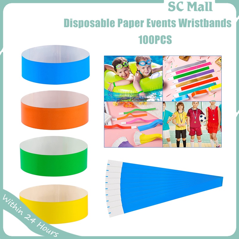 100pcs Waterproof Wristbands Disposable Paper Events Wrist Bands for ...