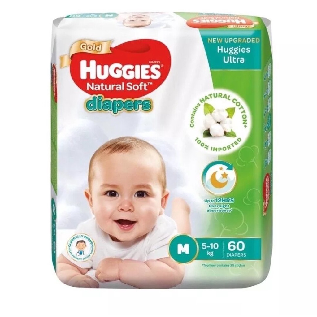 HUGGIES NATURAL SOFT ULTRA TAPE DIAPER M60 (HUGGIES ULTRA TAPE ...