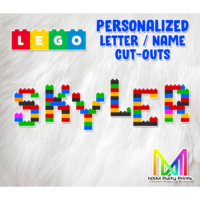[1QTY = 1LETTER] LEGO BRICKS Name Letter Cutout Banner Backdrop diy ...