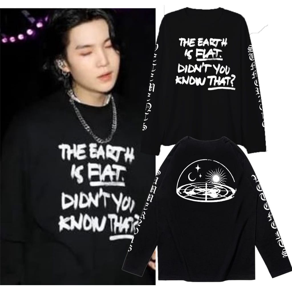 Korean Bangtan Suga Long Sleeve T-Shirt The Earth is Flat Concert in ...