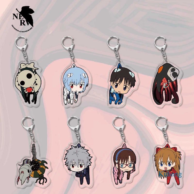 KUHONG New Eva Key Chain Cute Rei Acrylic Key Chain Anime Evangelion ...