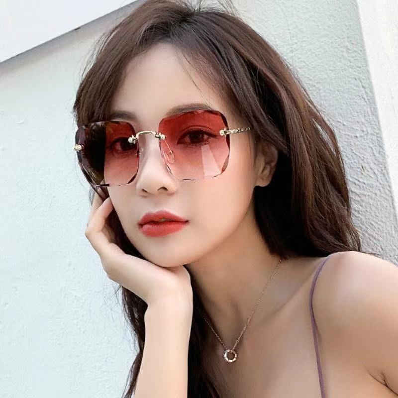 Fashion New Love Rimless Large Square Retro Sunglasses Suitable for ...