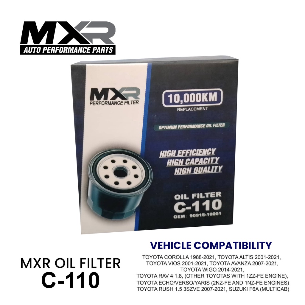 MXR OIL FILTER FOR TOYOTA YARIS (2NZ-FE AND 1NZ-FE ENGINES) | Shopee ...