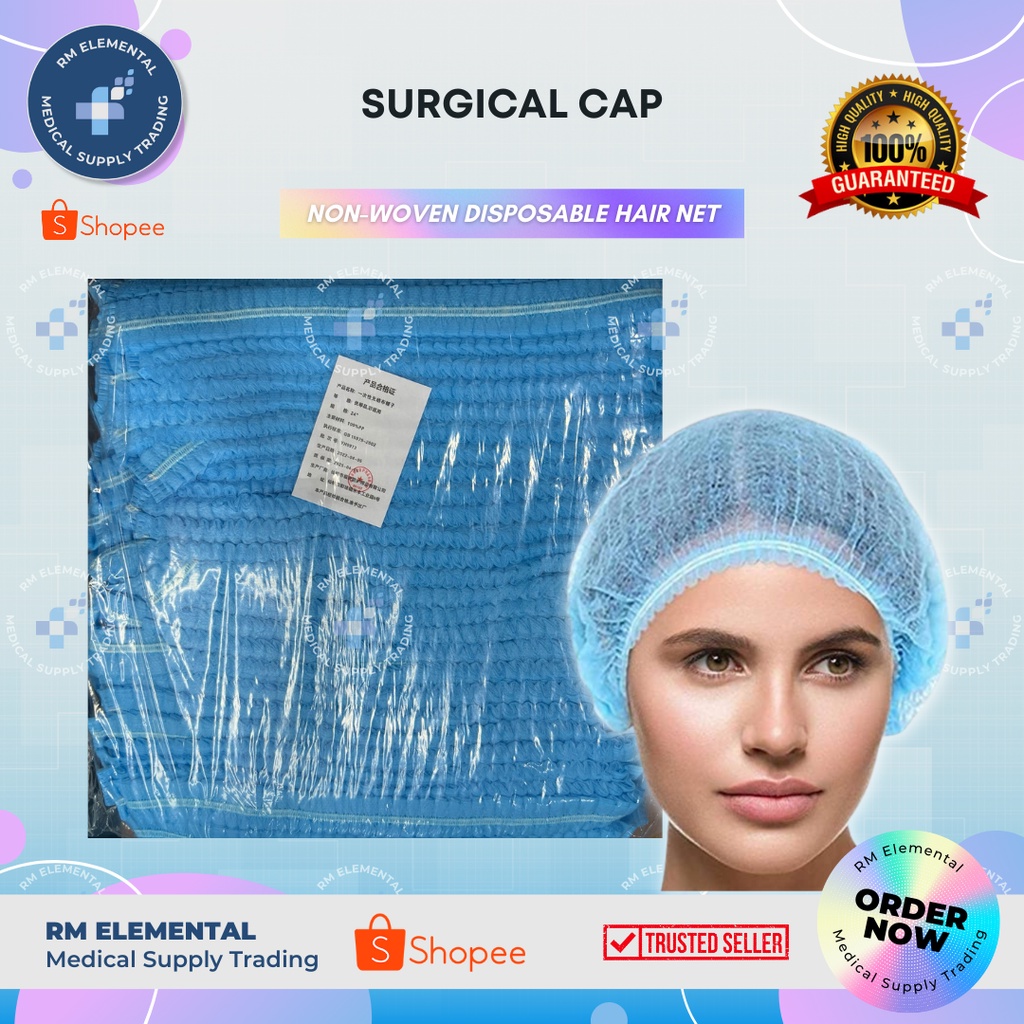 SURGICAL CLIP-CAP Disposable 100s of 21-inch non-woven disposable hair ...