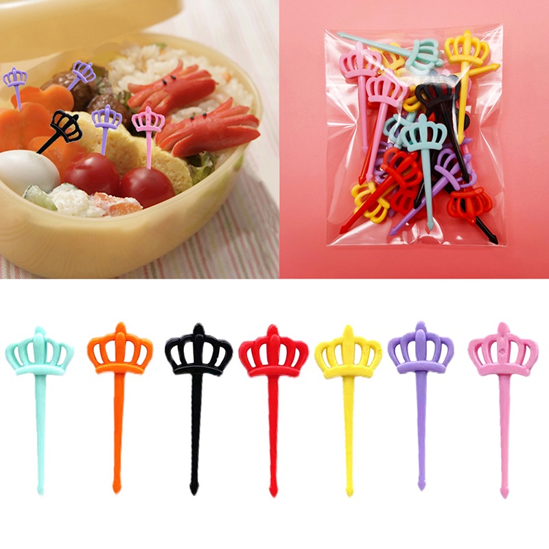 20pcs Crown Mini Cartoon Food Fruit Fork Set For Kids Snack Cake ...