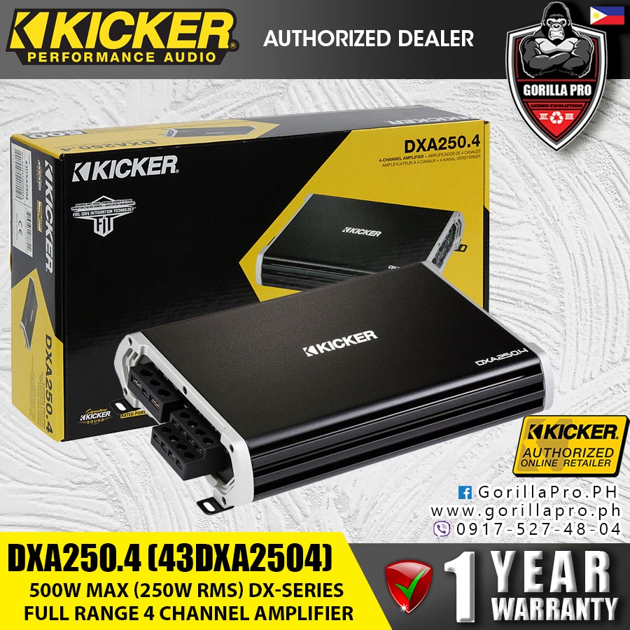 Kicker DXA250.4 (43DXA2504) 500W Max (250W RMS) DX-Series Full Range 4 ...