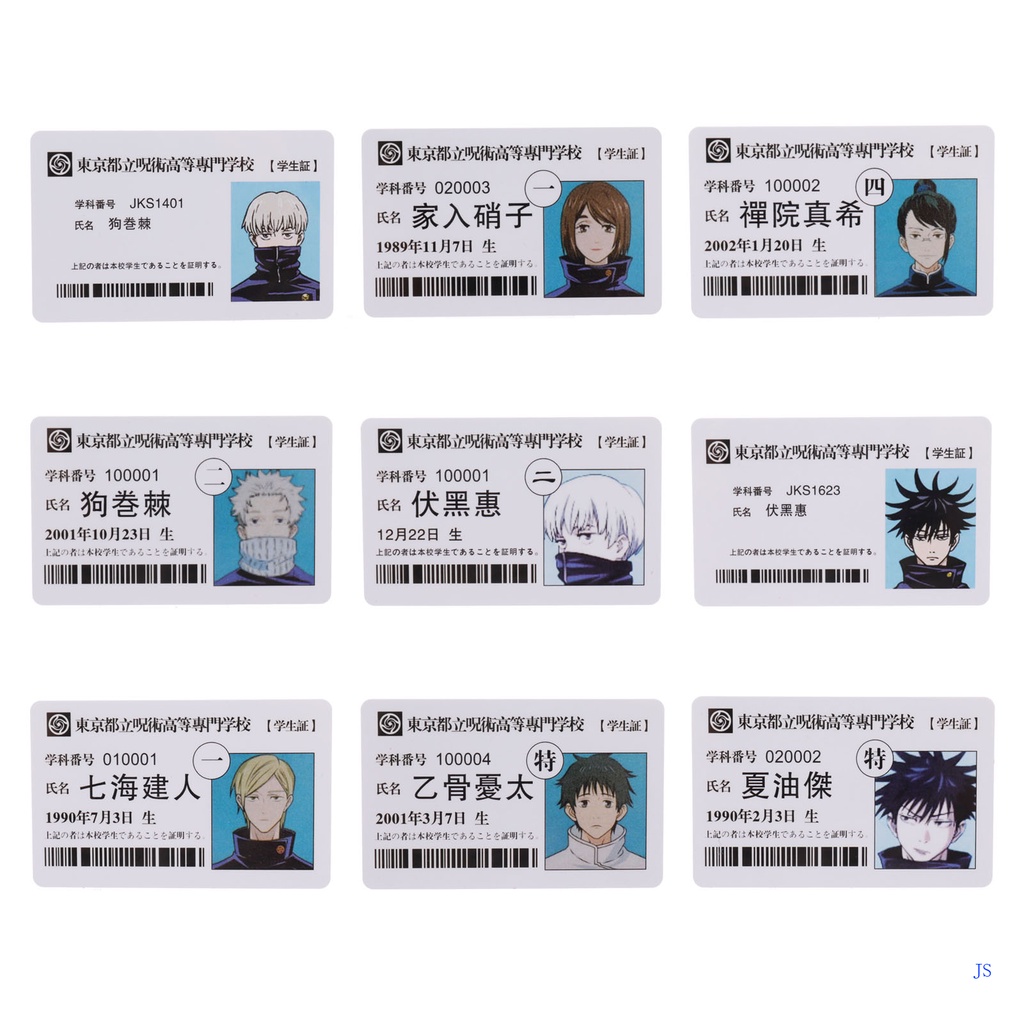 JS Anime Jujutsu Kaisen Gojo Satoru Plastic School Student ID Card Bus ...
