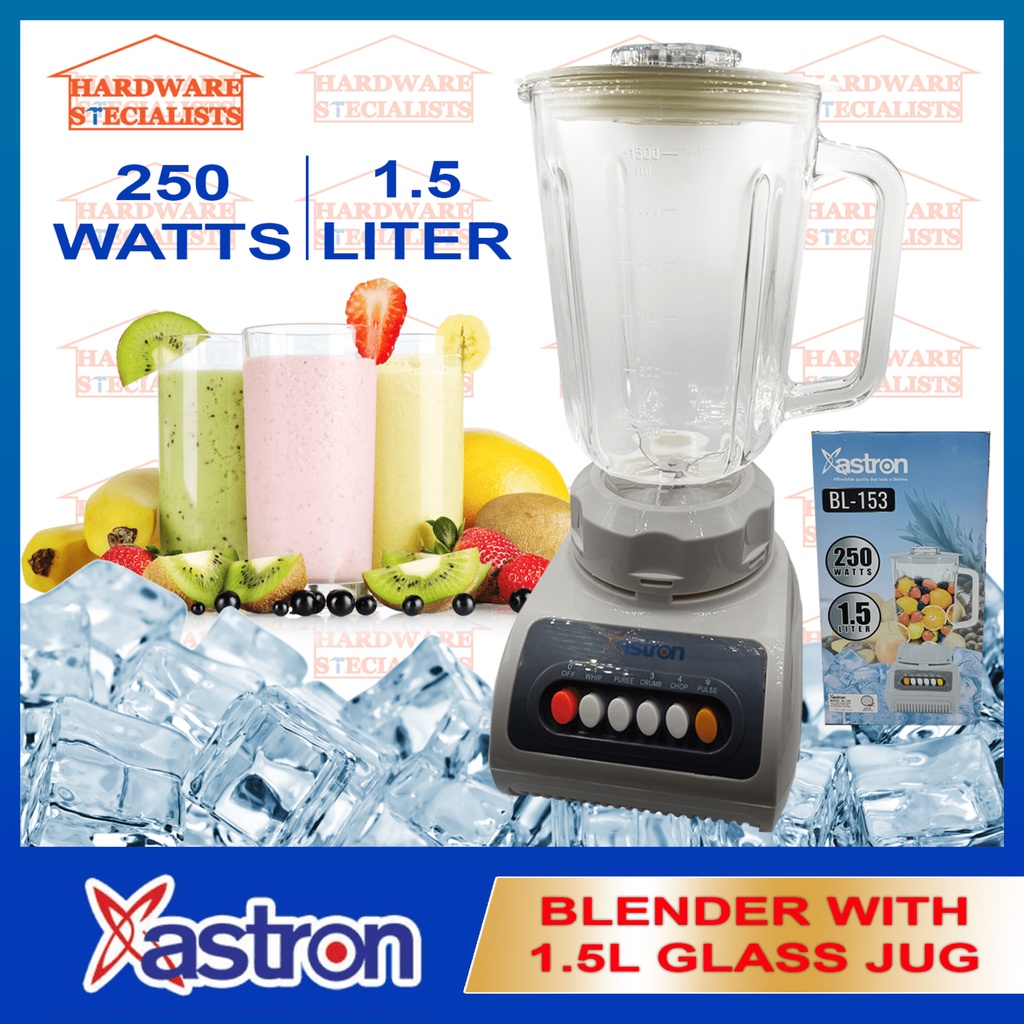 Astron BL-153 Blender with 1.5L Glass Jug (White) Original | Shopee ...