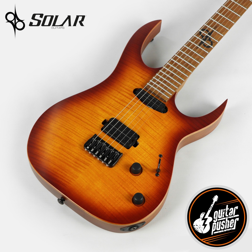 Solar Guitars SB1.6HFSB Flame Solar Burst Matte Electric Guitar ...