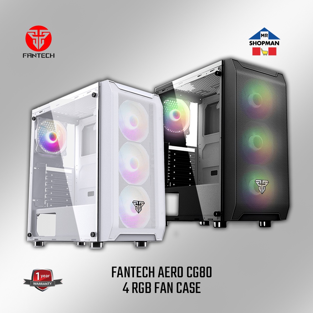 Fantech Aero CG80 w/ 4 RGB Fans ATX Middle Tower Desktop Computer PC ...