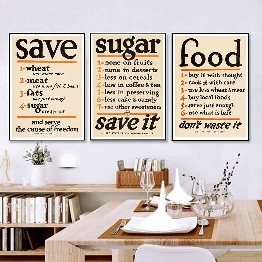Frameless Quote Food Guide Poster Kitchen Art Print Modern Healthy Diet ...