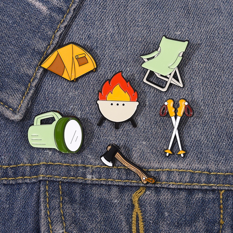 Cartoon Outdoor Camping Tools Lapel Pins Backpack Badges Gifts for ...